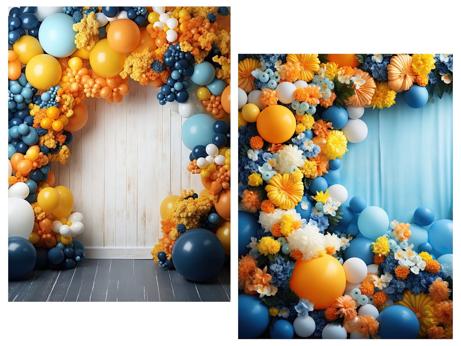 Blue and Orange Balloon Arch, Digital Backdrop, Digital Download ...