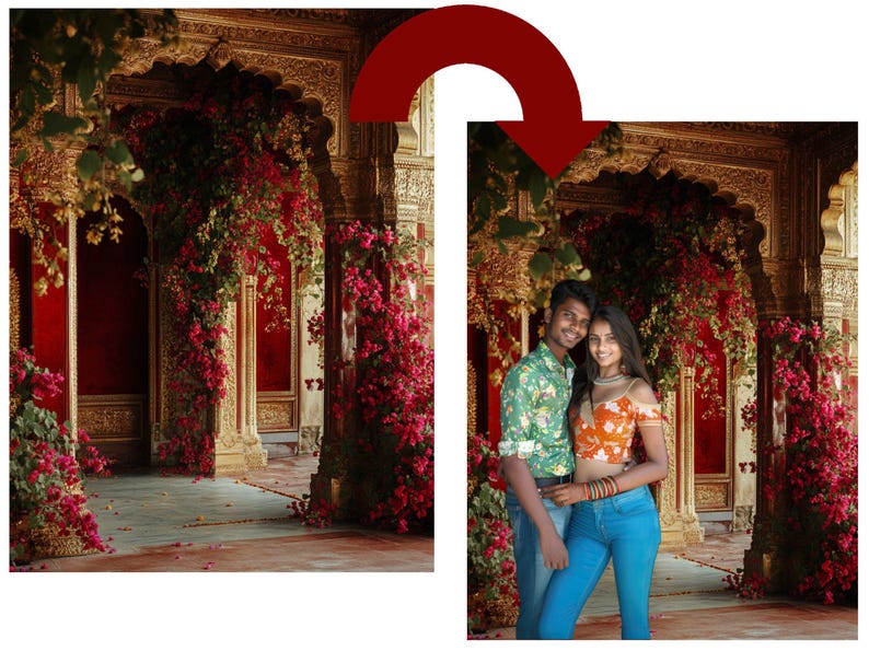 Indian Architecture Digital Backdrop, 17 Indian Temple Decor Virtual ...