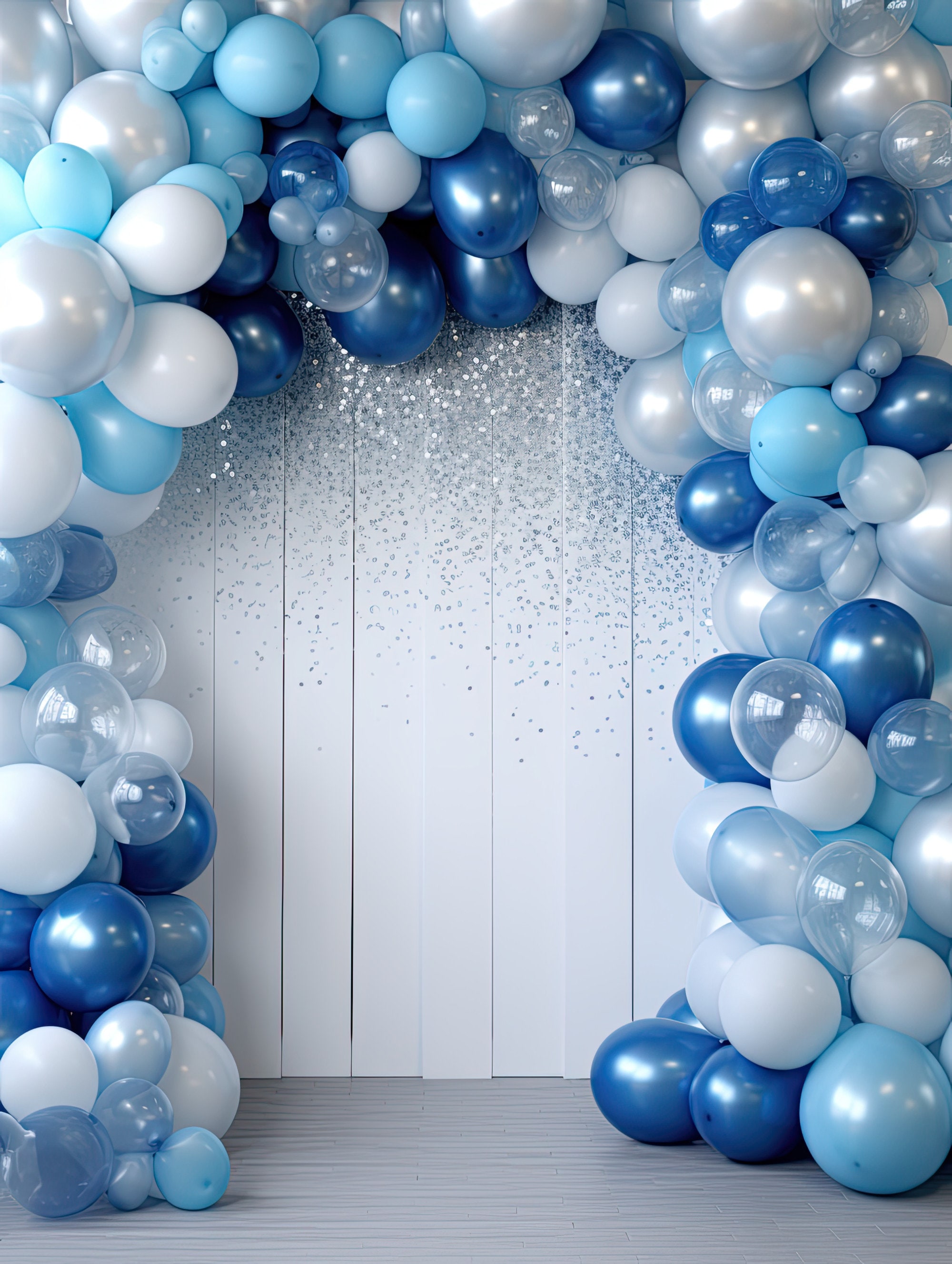 Blue Balloon Garland Arch Digital Backdrop, Digital Download, Birthday ...