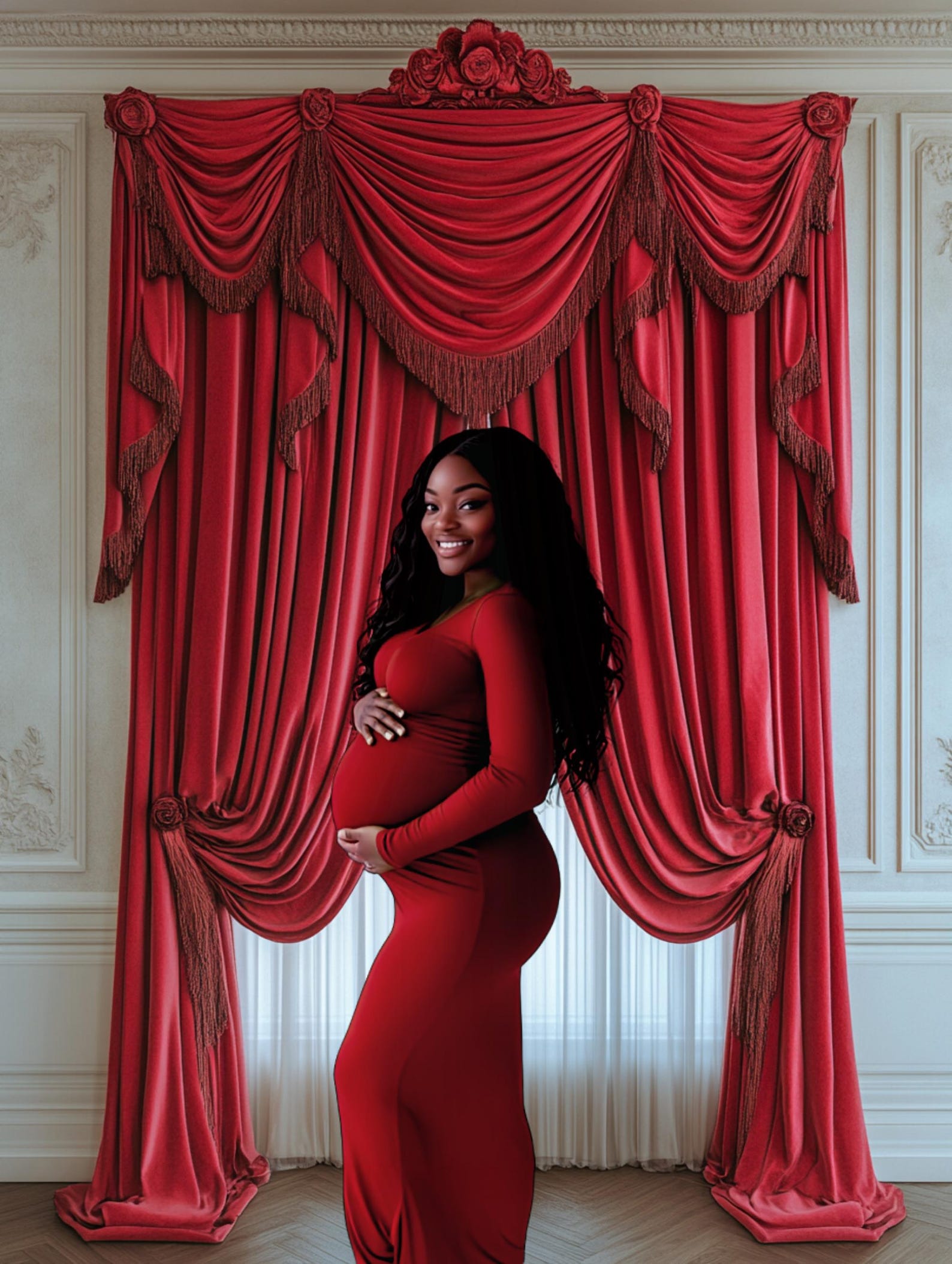 12 Red Velvet Curtains Digital Backdrops for Maternity or Wedding ...
