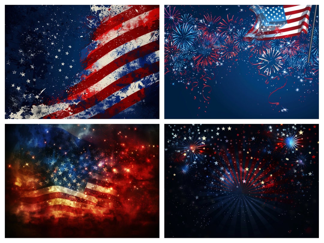 July 4th DIGITAL Backdrop, American Flag, Family Party Virtual ...