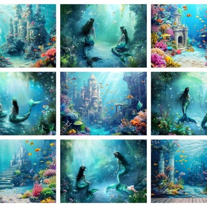 Mermaid Underwater World DIGITAL Backdrop, Mermaid Birthday Party ...