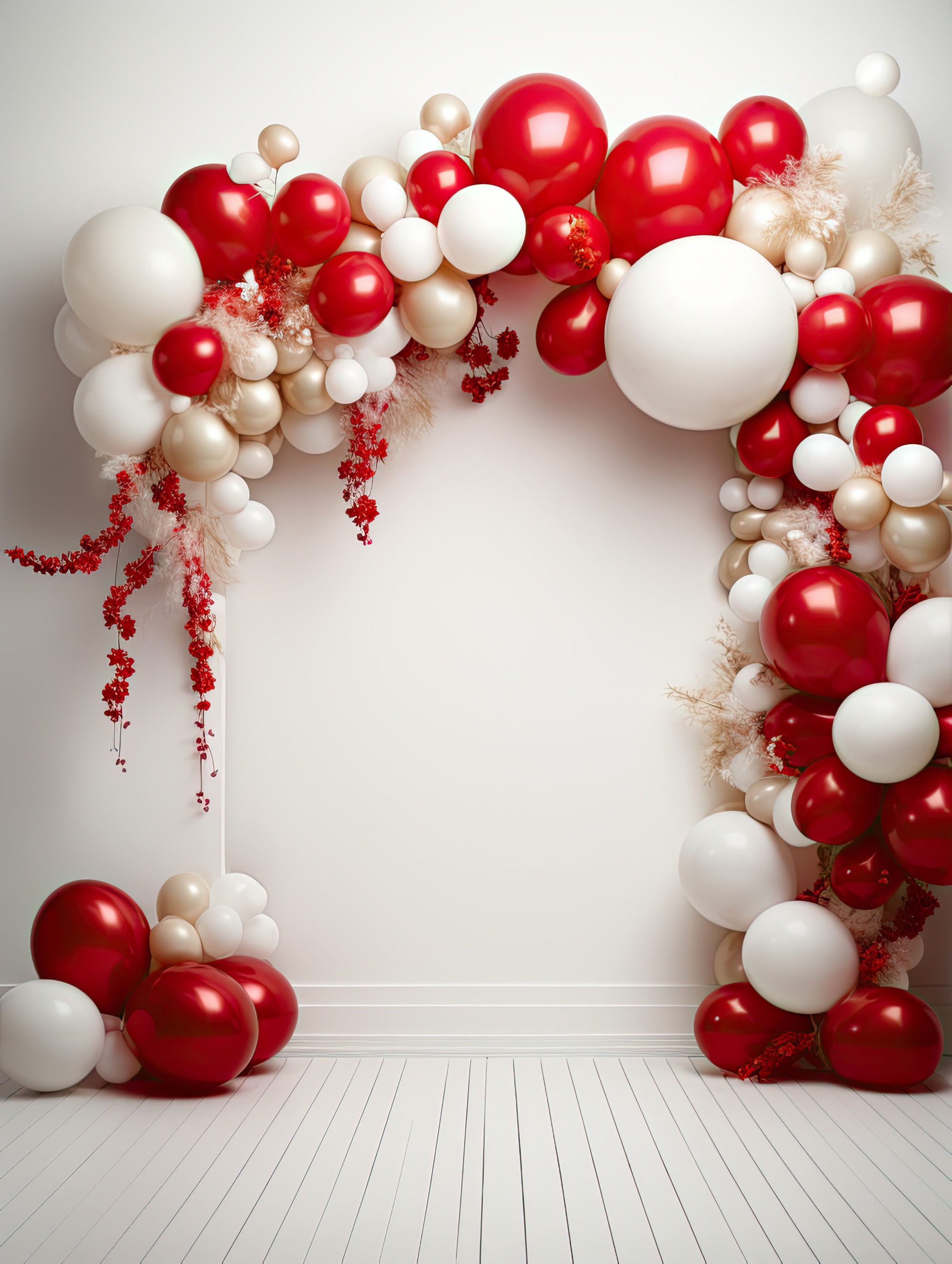 Red and White Balloon Arch Digital Backdrop, Birthday, Maternity and ...