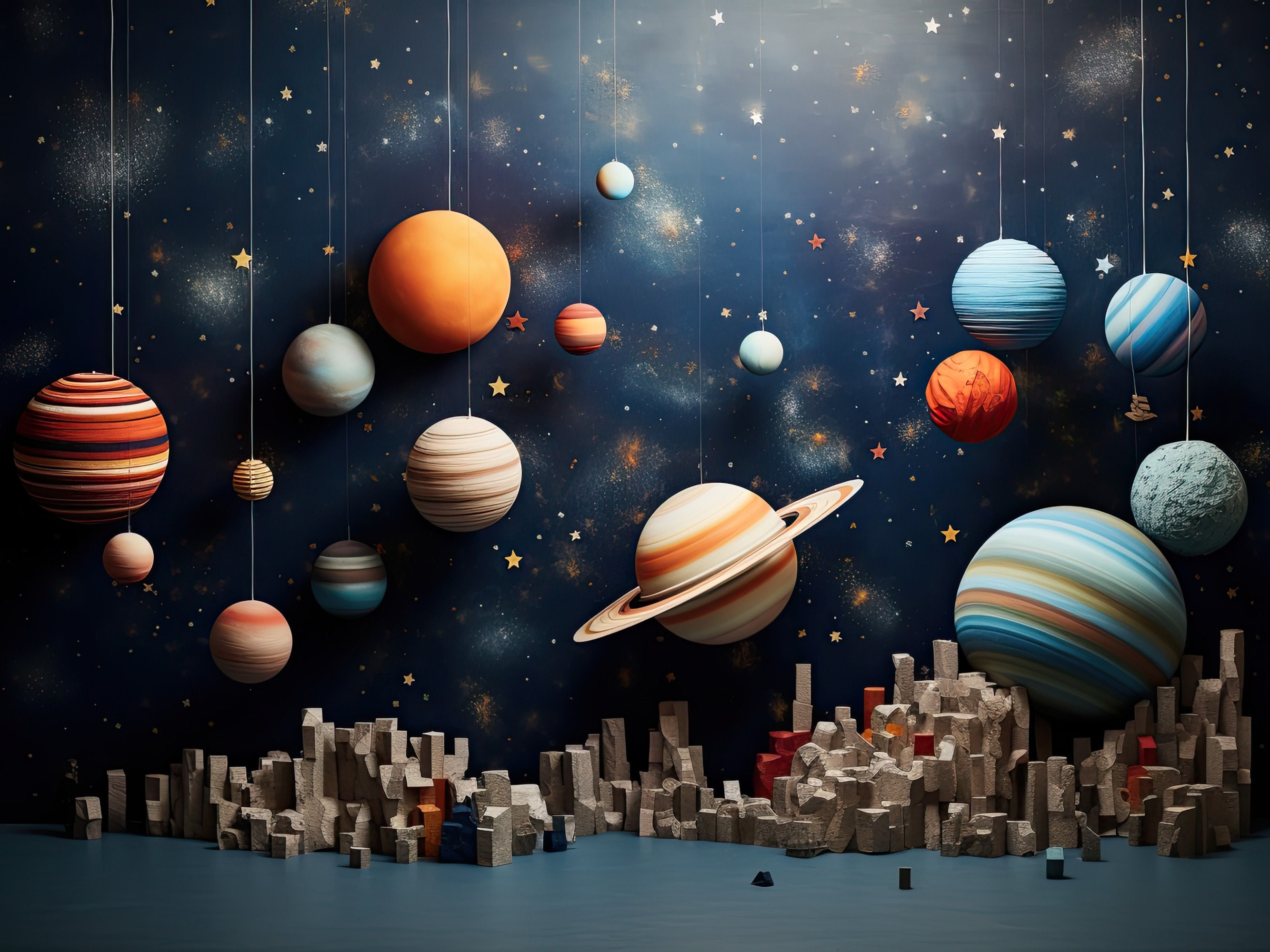 Space Digital Backdrop, Birthday Party Studio Background, Astronaut ...