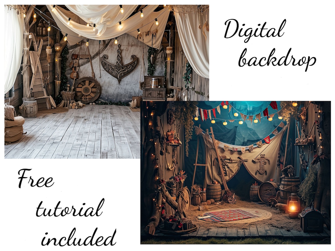 Viking Digital Backdrop, Fantasy Birthday Party Background, Digital ...