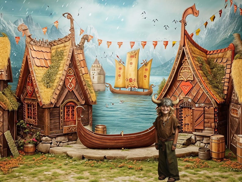 Viking Digital Backdrop, Digital Download, Fantasy Birthday Party ...
