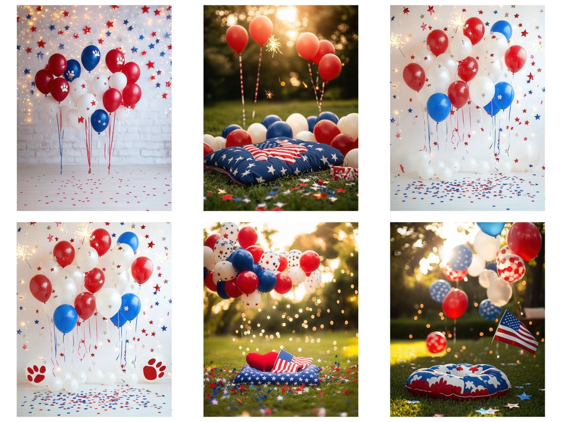 4th of July Digital Backdrops for Pets, 9 Independence Day Virtual ...