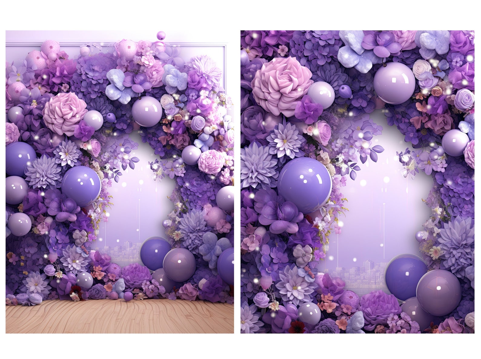 Purple Balloon Garland Arch Digital Backdrop, Digital Download ...