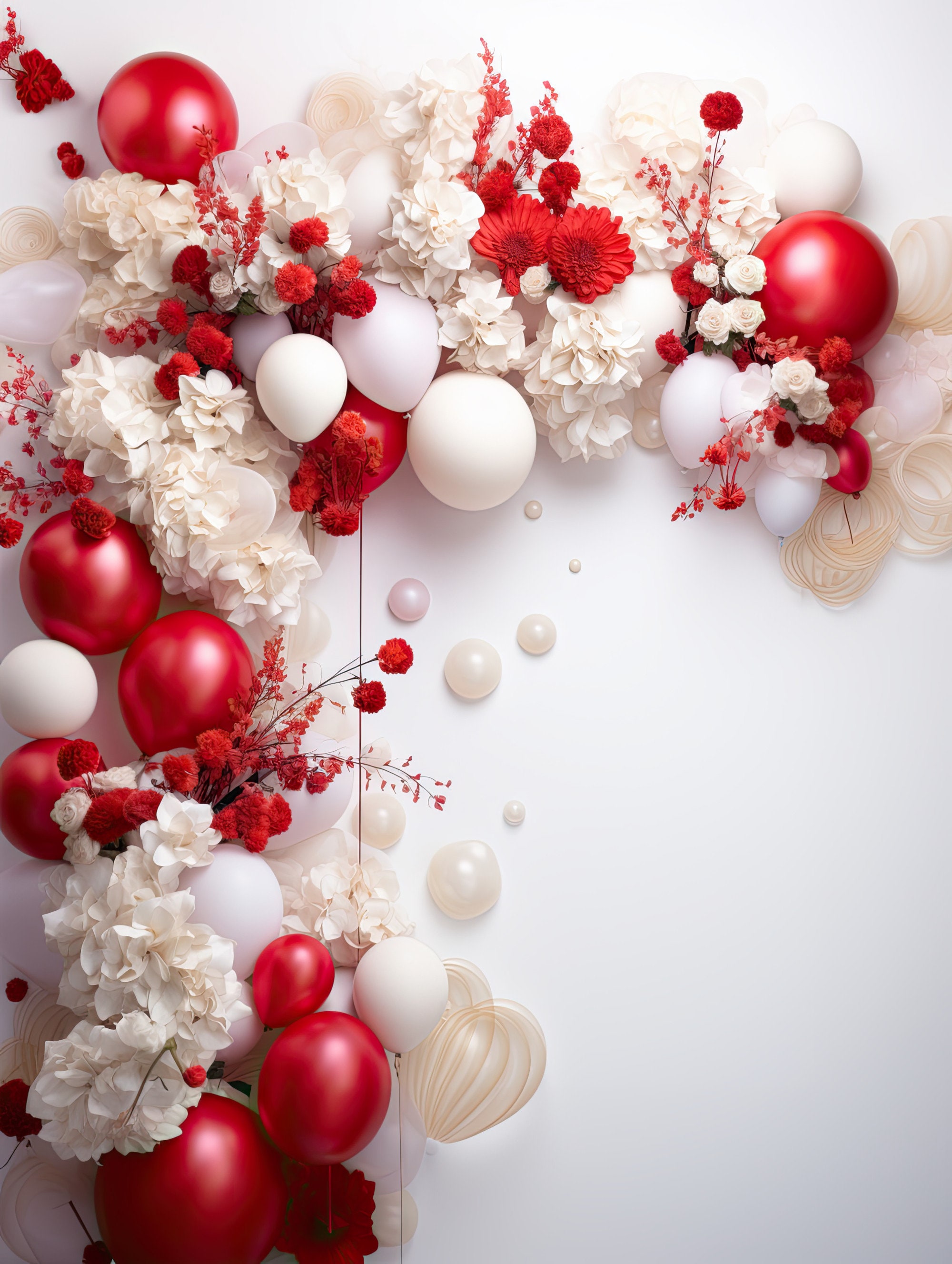 Red and White Balloon Arch Digital Backdrop, Birthday, Maternity and ...