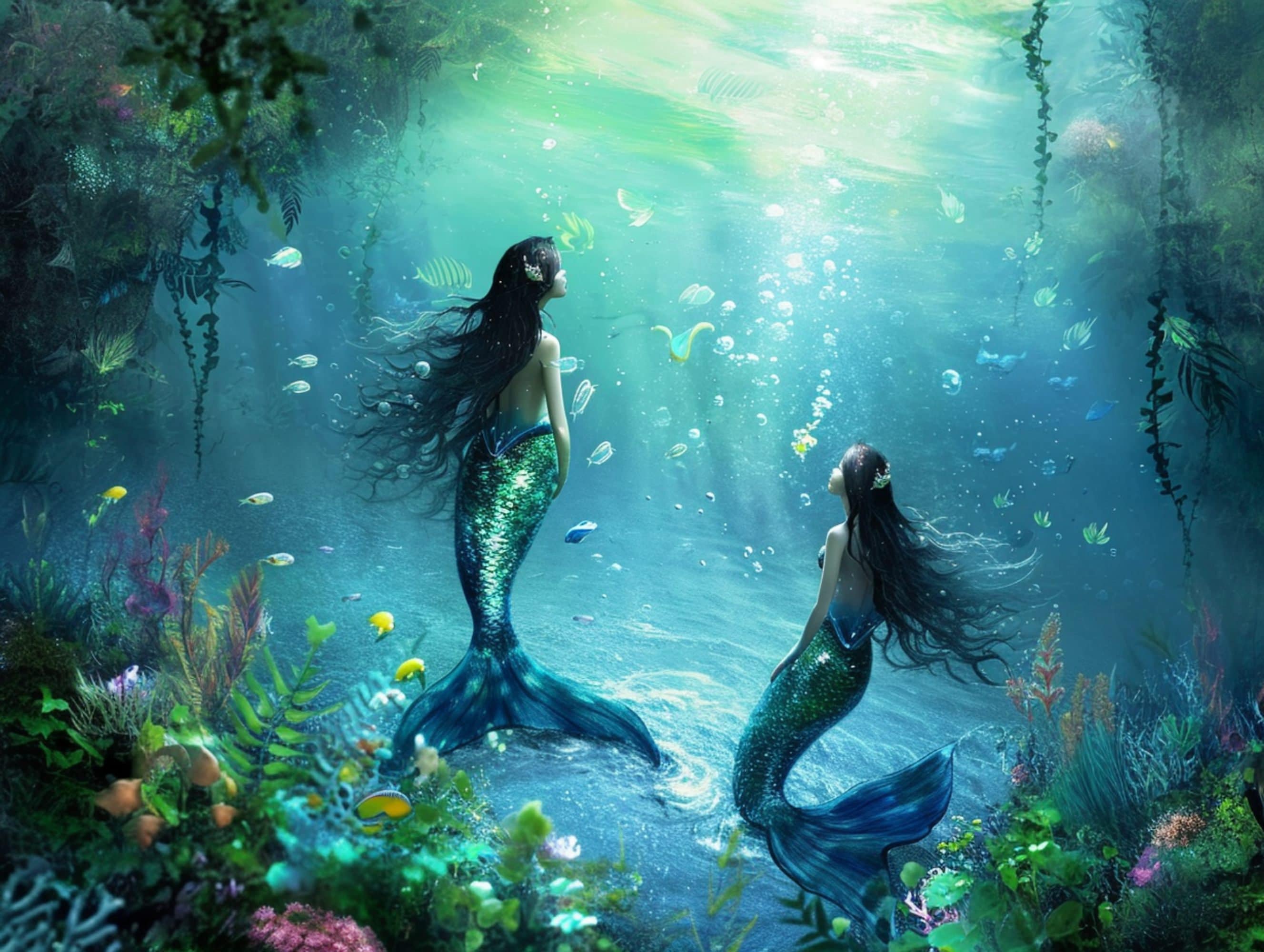 Mermaid Underwater World DIGITAL Backdrop, Mermaid Birthday Party ...