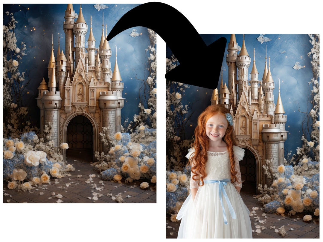 7 Fairytale Digital Backdrops, Storybook Castle Birthday Party Virtual ...
