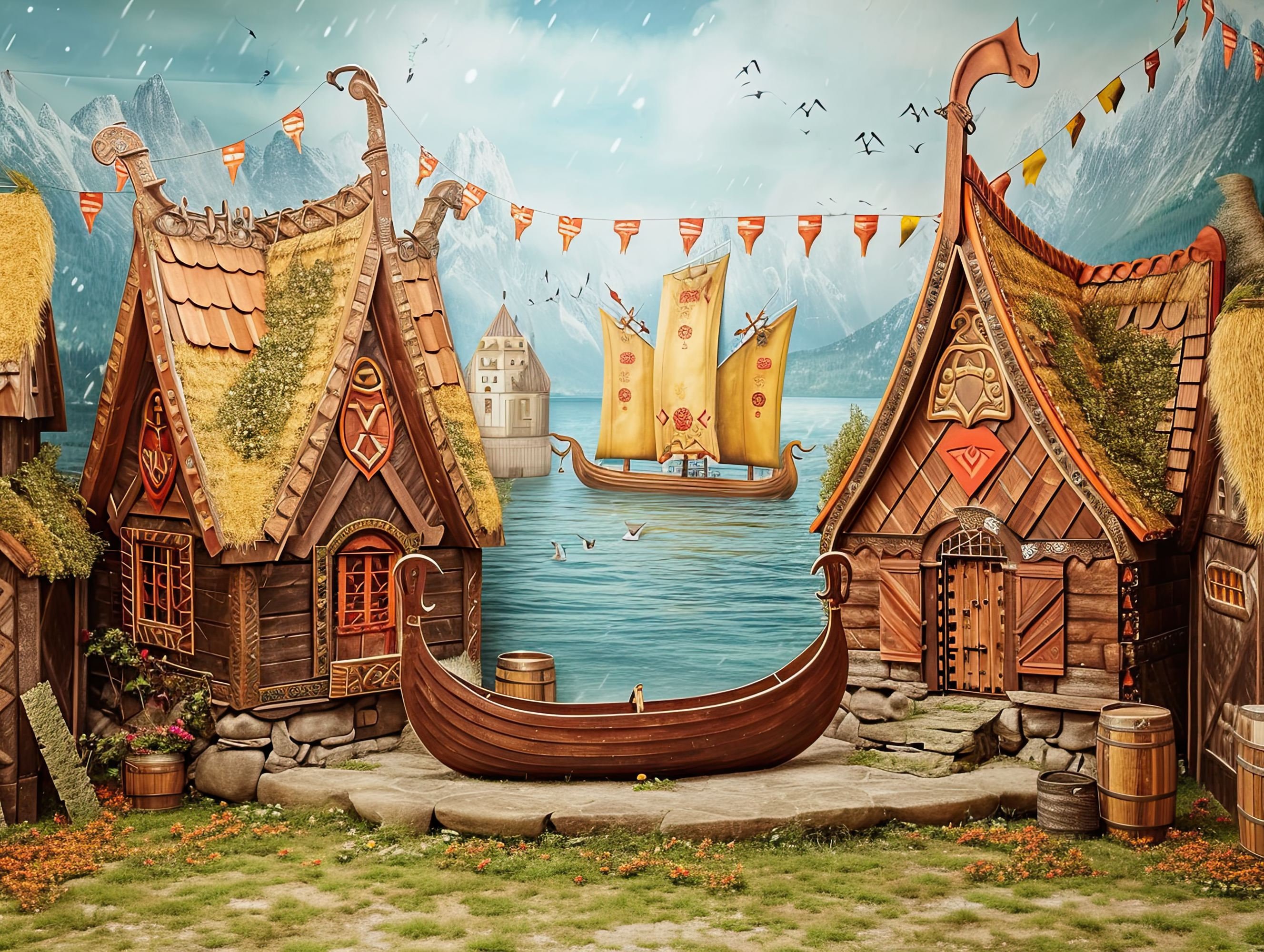 Viking Digital Backdrop, Digital Download, Fantasy Birthday Party ...