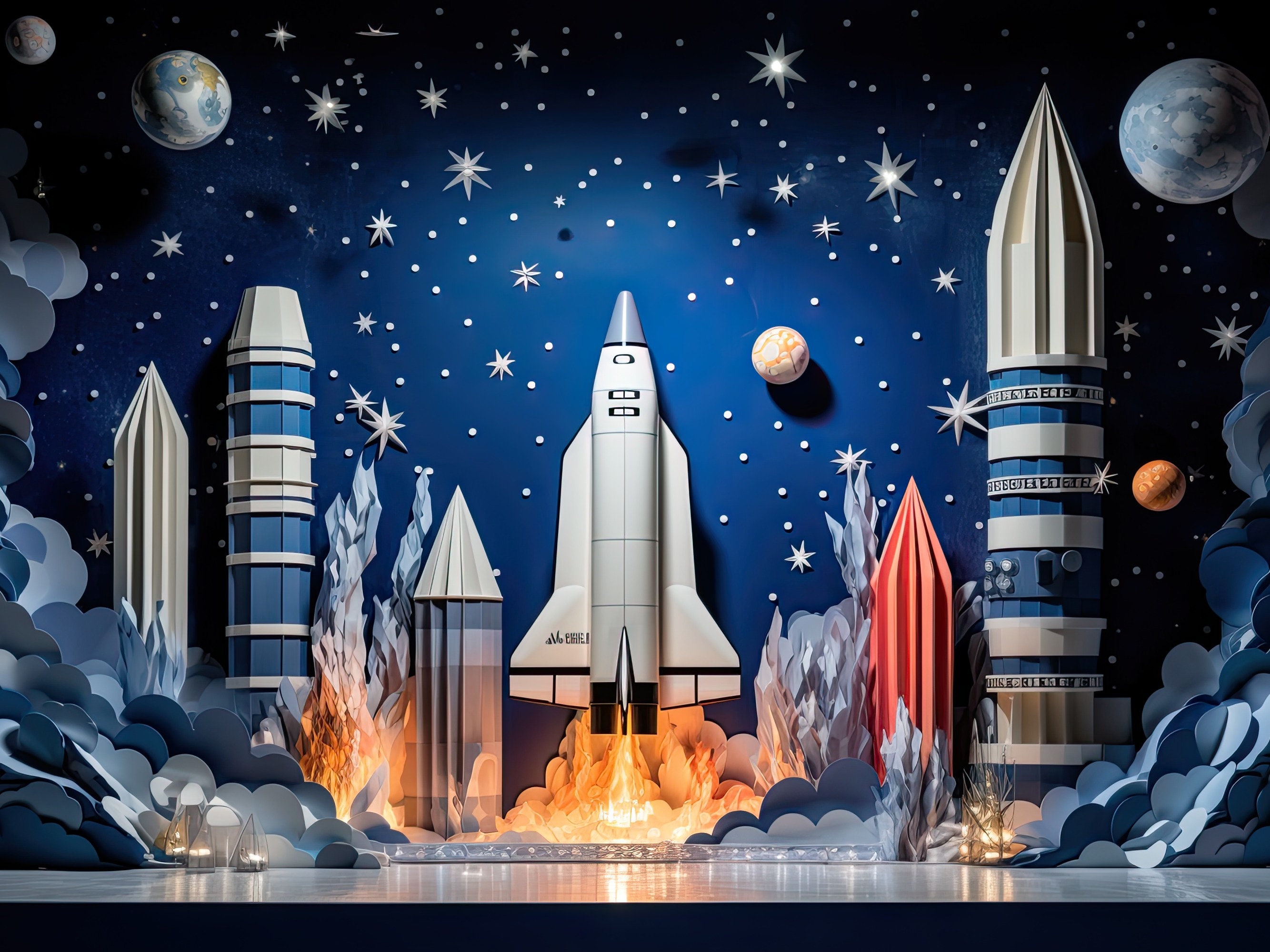 Space Digital Backdrop, Birthday Party Studio Background, Astronaut ...