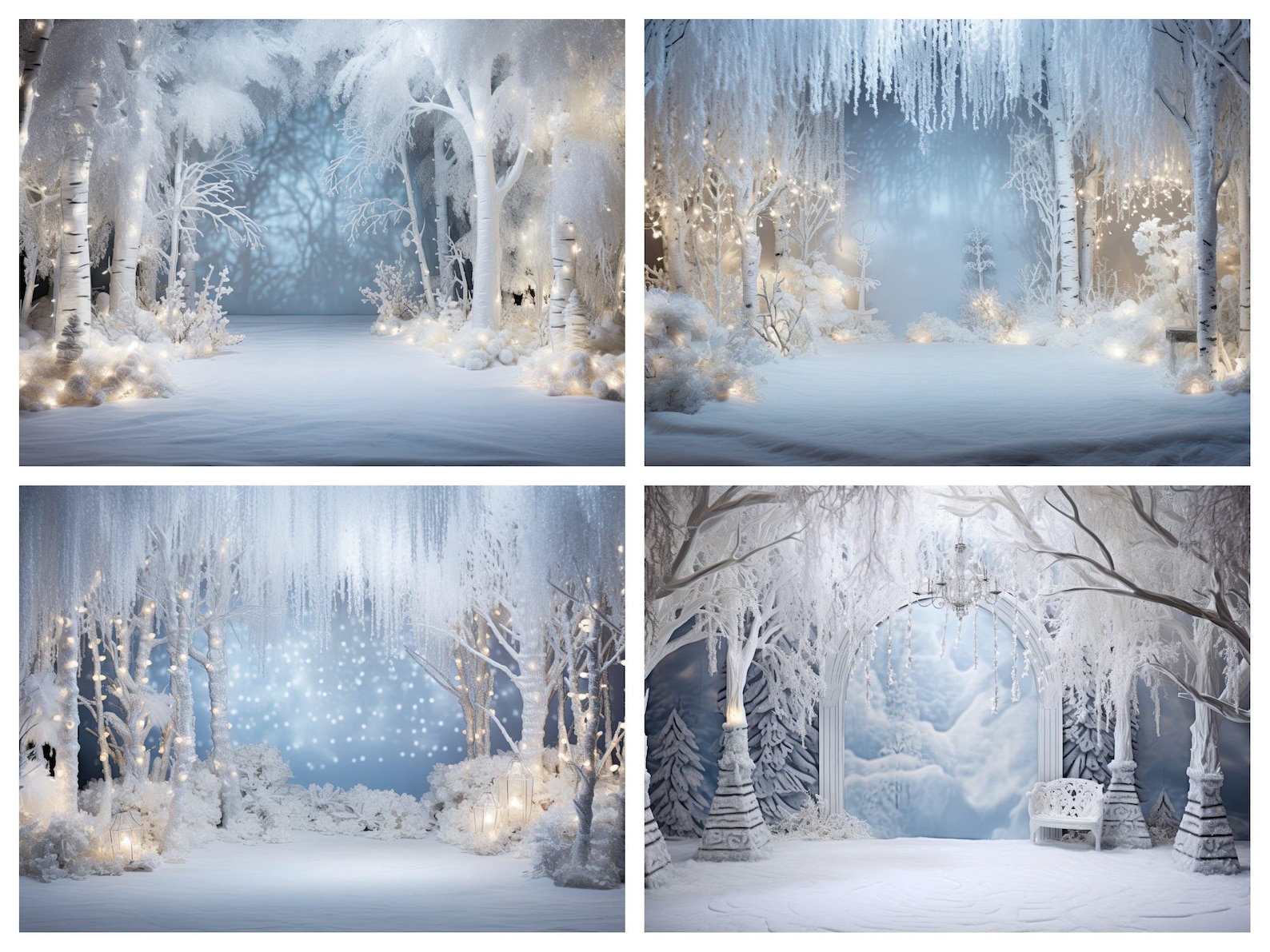 Winter Wonderland - 14 Snowy Winter Scene Digital Backdrop, Studio ...