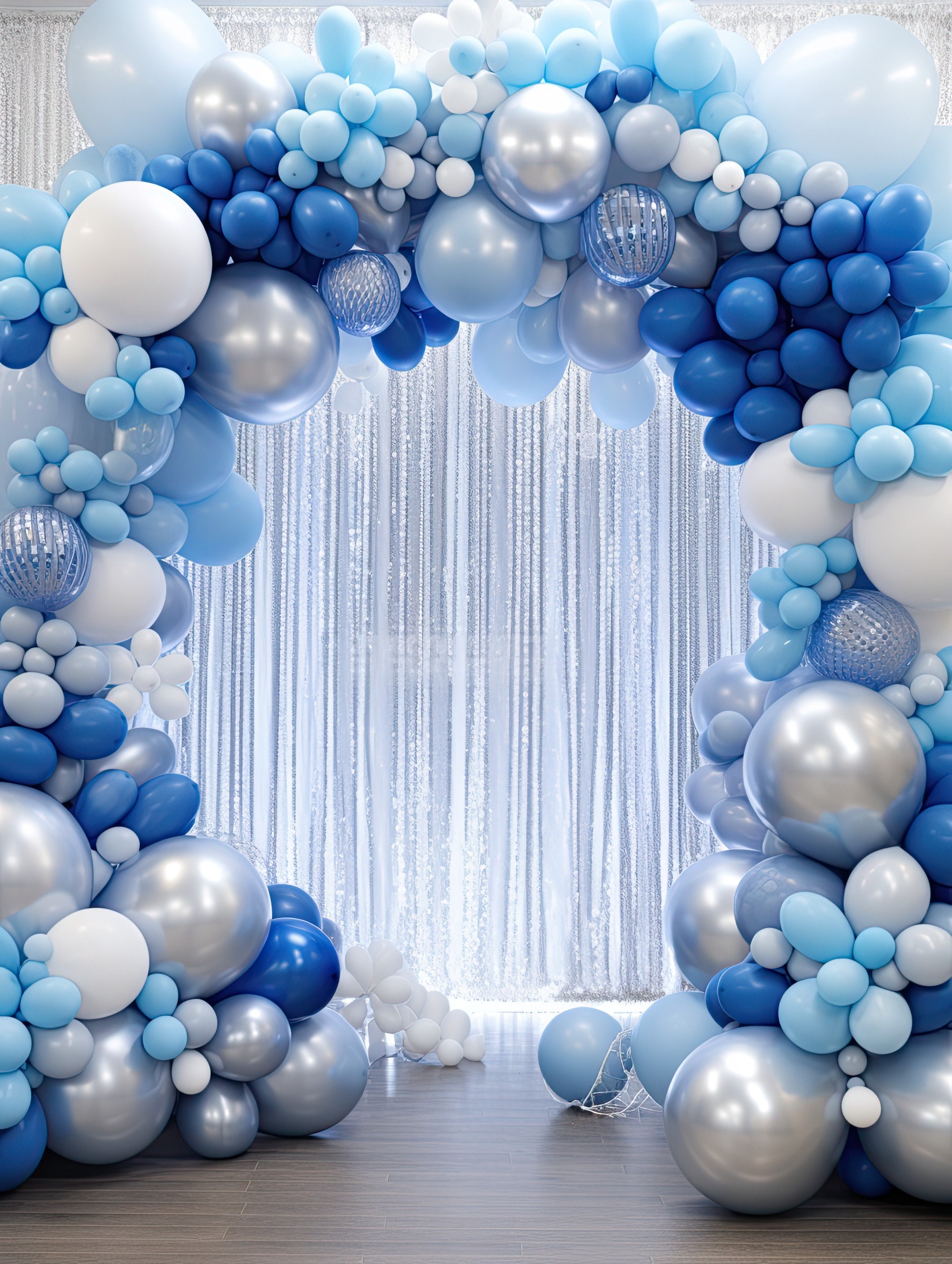 Blue Balloon Garland Arch Digital Backdrop, Digital Download, Birthday ...