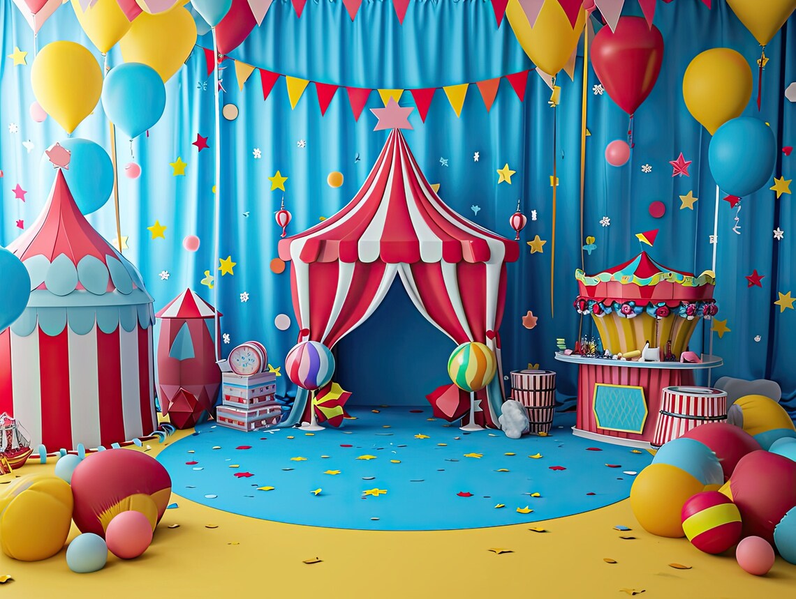 Carnival Digital Backdrop, Funfair Studio Background, Birthday Party ...