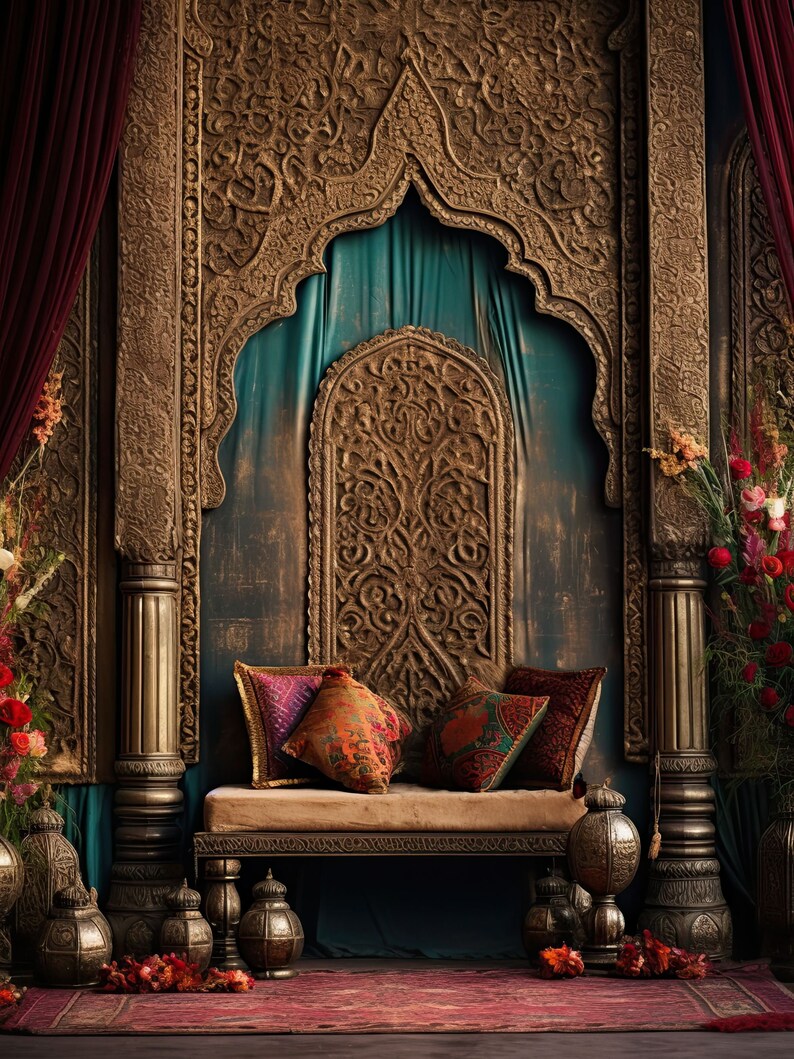Indian Decor DIGITAL Backdrop II, Indian Home Wallpaper, Bollywood ...