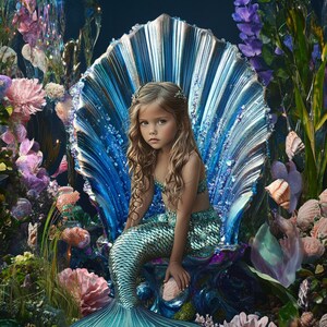 3 Mermaid Digital Backdrops, Under Water Sea Siren Virtual Background ...