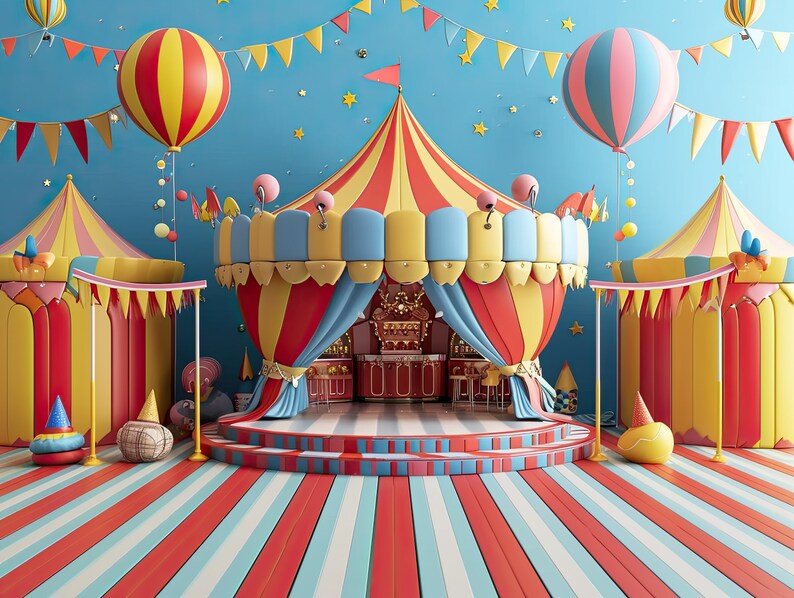Carnival Digital Backdrop, Funfair Studio Background, Birthday Party ...