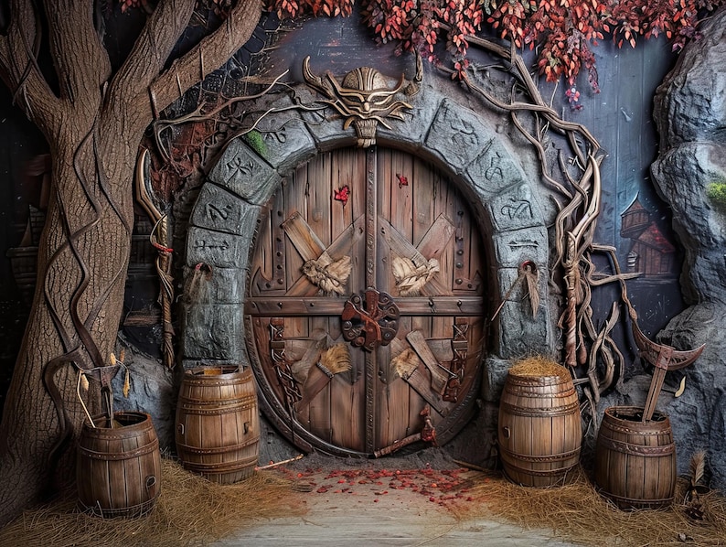 Viking Digital Backdrop, Fantasy Birthday Party Background, Digital ...