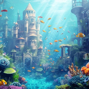 Mermaid Underwater World DIGITAL Backdrop, Mermaid Birthday Party ...