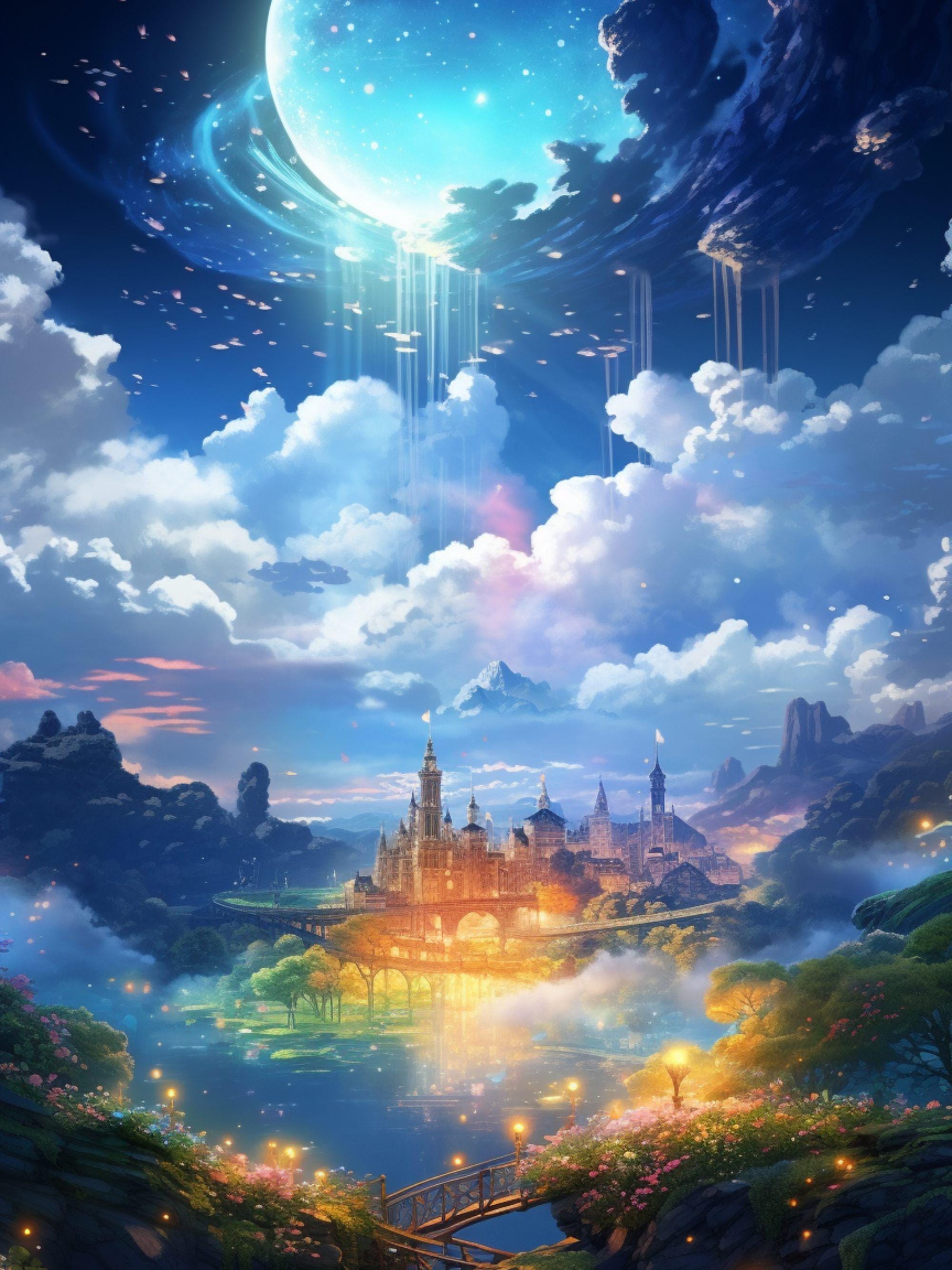 Fantasy City Digital Backdrop, Set of 3 Virtual Background With ...