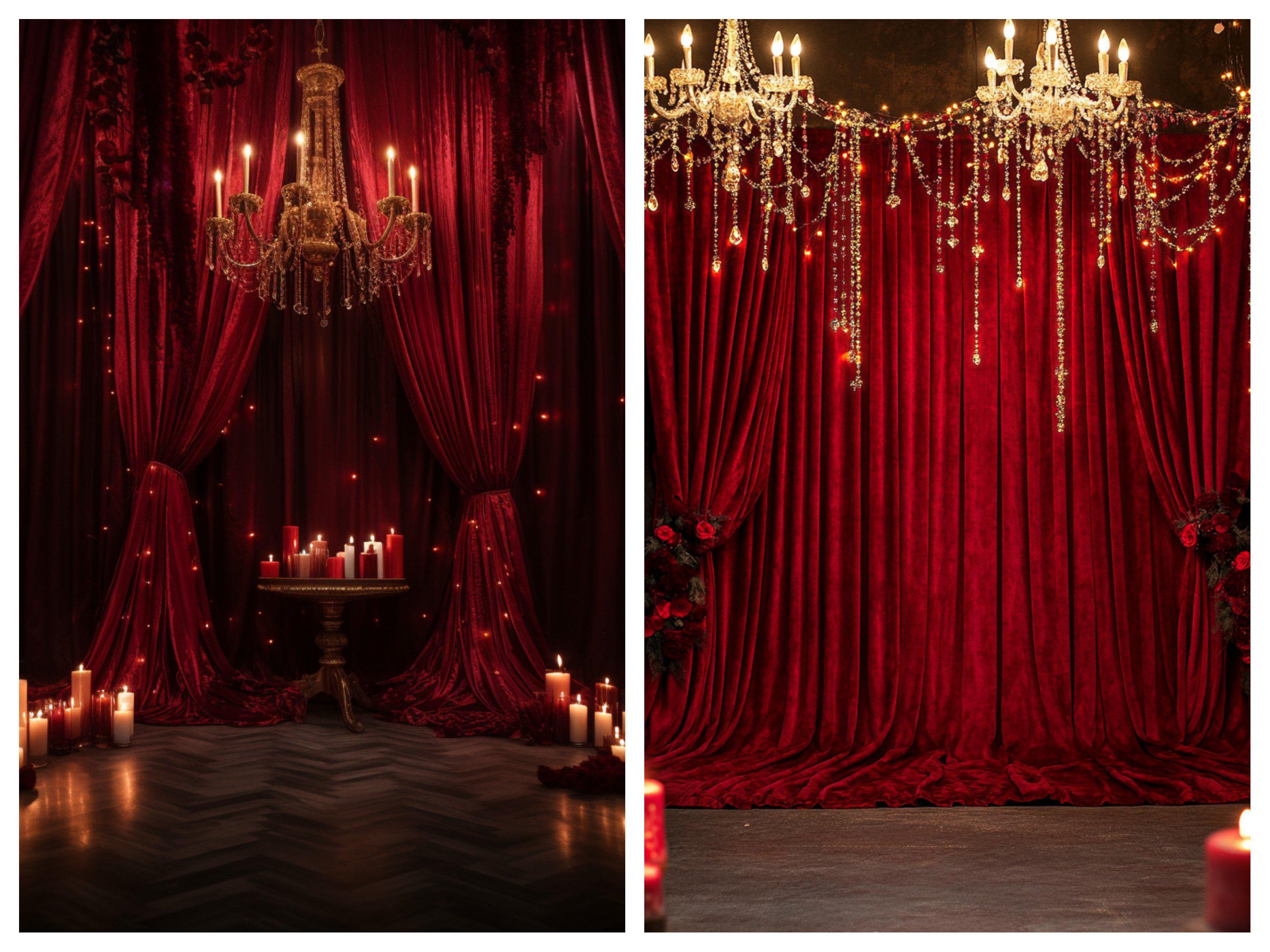 12 Red Velvet Curtains Digital Backdrops for Maternity or Wedding ...
