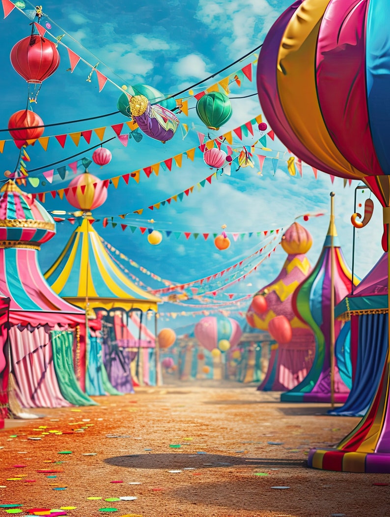 Carnival Digital Backdrop, Funfair Studio Background, Birthday Party ...