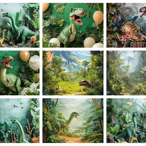 Dinosaur Photo Digital Backdrop, Dino Fantasy Birthday Party Background ...