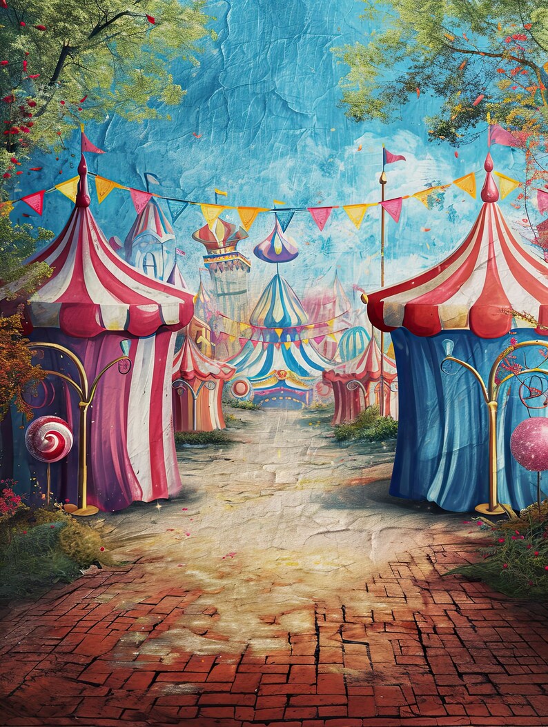 Carnival Digital Backdrop, Funfair Studio Background, Birthday Party ...