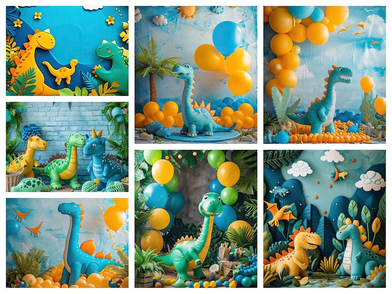 Dinosaur Digital Backdrop, Dino Birthday Party Picture Background ...