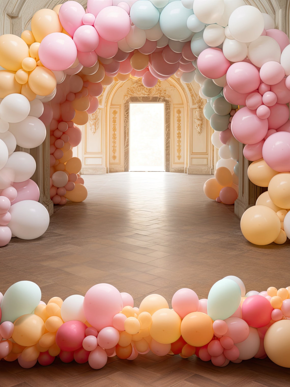 Balloon Garland Arch Digital Backdrop, Birthday, Maternity and Wedding ...