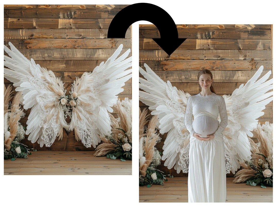 Maternity Boho Angel Wings Digital Backdrops, 8 Virtual Background ...