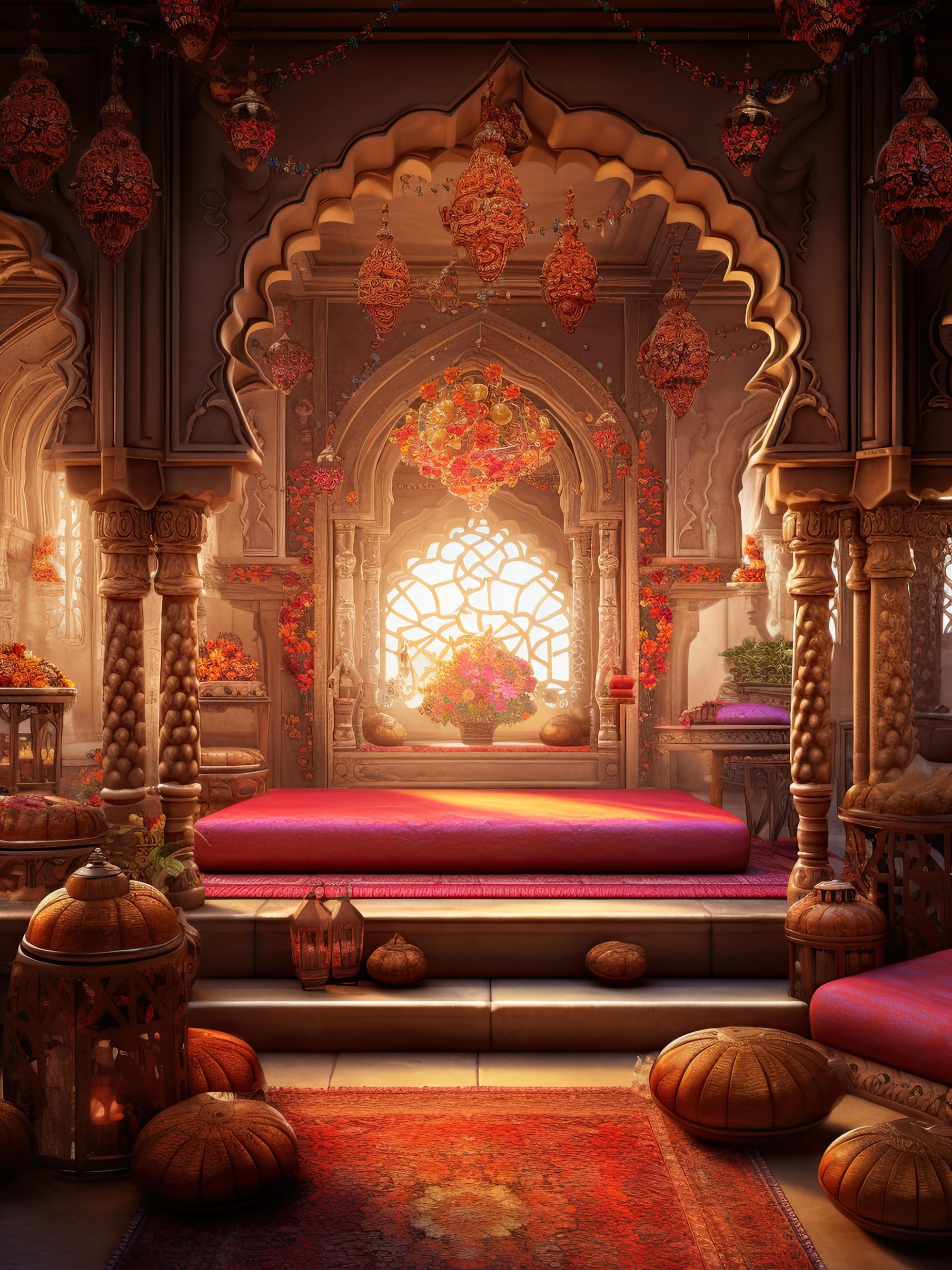 Indian Decor DIGITAL Backdrop, Indian Home Wallpaper, Indian Furniture ...