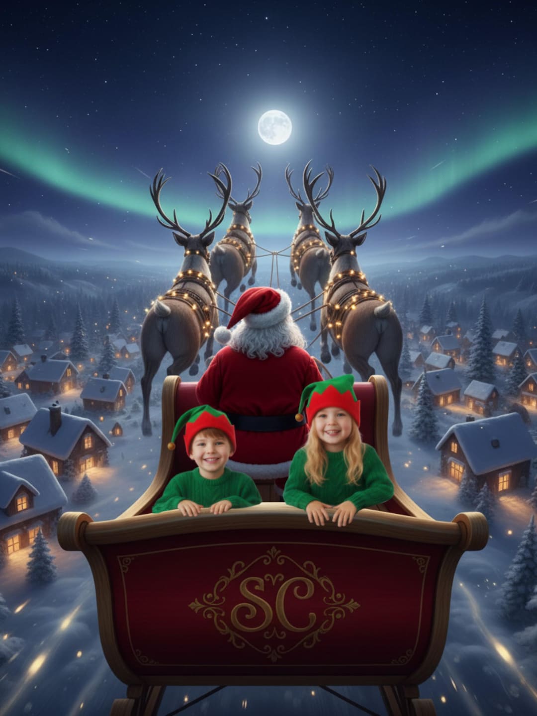 Magical Santa Calus Sleigh Ride Digital Backdrop: Christmas Winter ...
