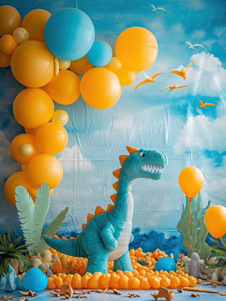 Dinosaur Digital Backdrop, Dino Birthday Party Picture Background ...