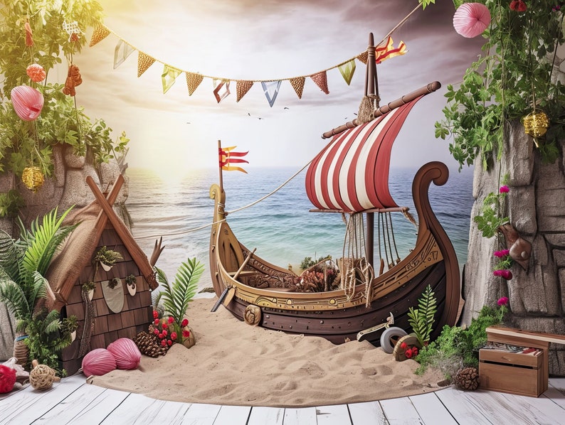 Viking Digital Backdrop, Digital Download, Fantasy Birthday Party ...