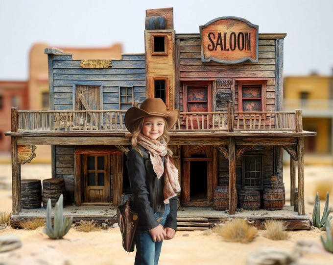 Western Town Digital Backdrop, Cowboy Cowgirl Wild West Virtual ...