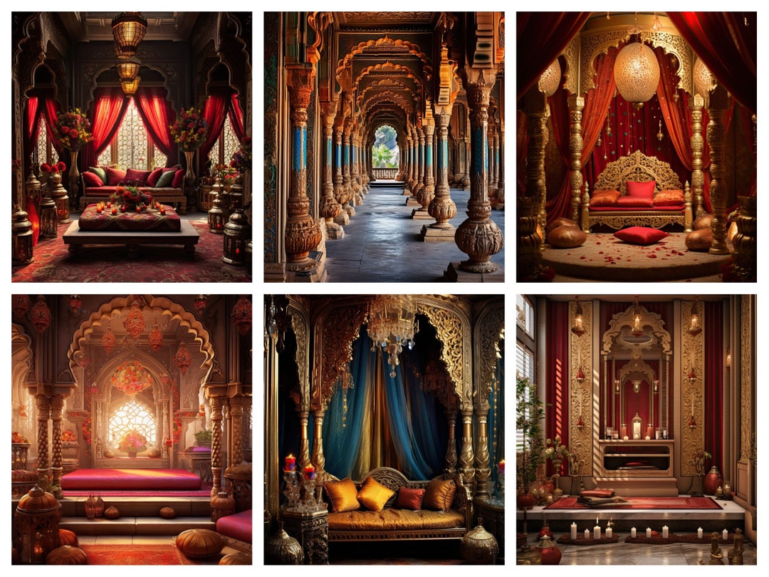 Indian Decor DIGITAL Backdrop, Indian Home Wallpaper, Indian Furniture ...