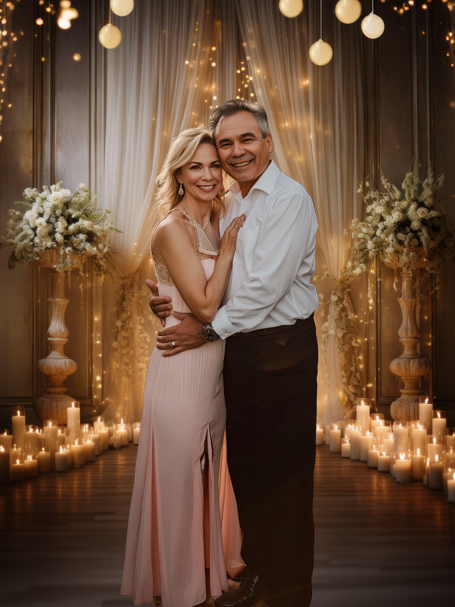6 Wedding Digital Backdrops, Elegant Curtains, Lights and Flowers ...