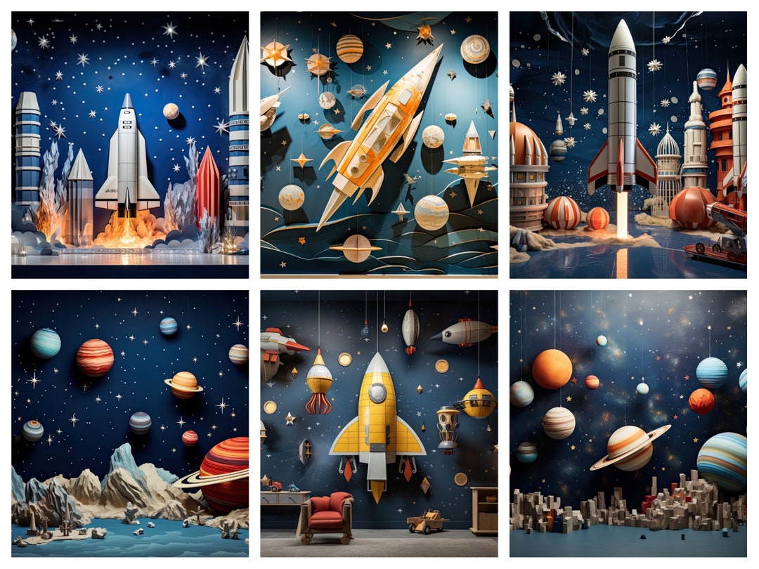 Space Digital Backdrop, Birthday Party Studio Background, Astronaut ...