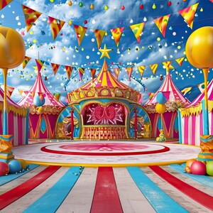 Carnival Digital Backdrop, Funfair Studio Background, Birthday Party ...