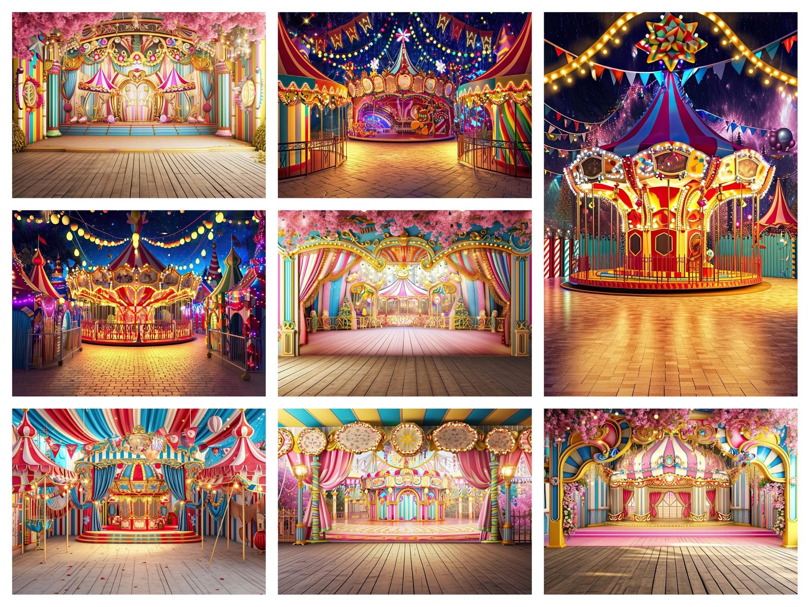 Carnival Digital Backdrop, Amusement Park Studio Background, Birthday ...