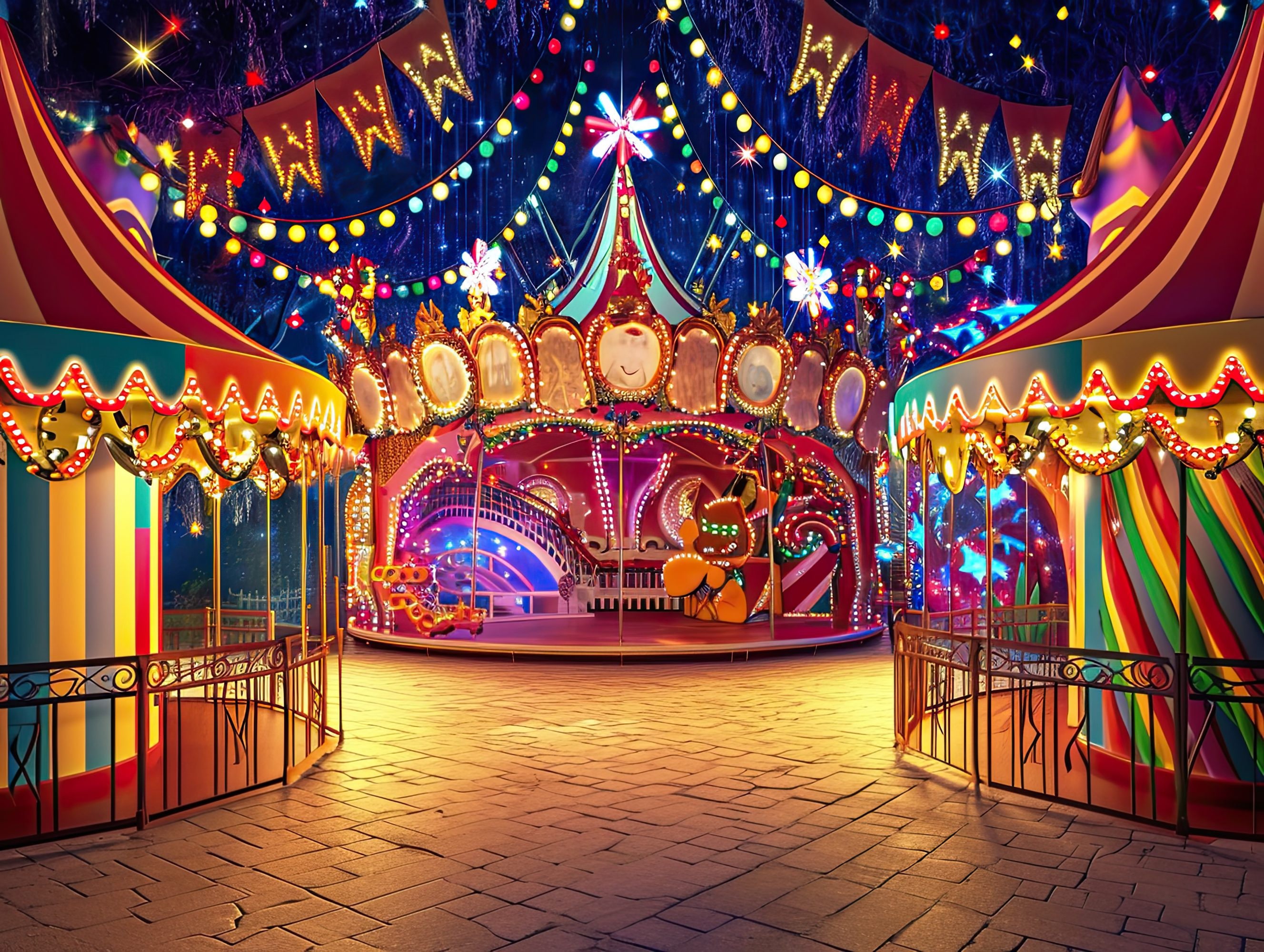 Carnival Digital Backdrop, Amusement Park Studio Background, Birthday ...