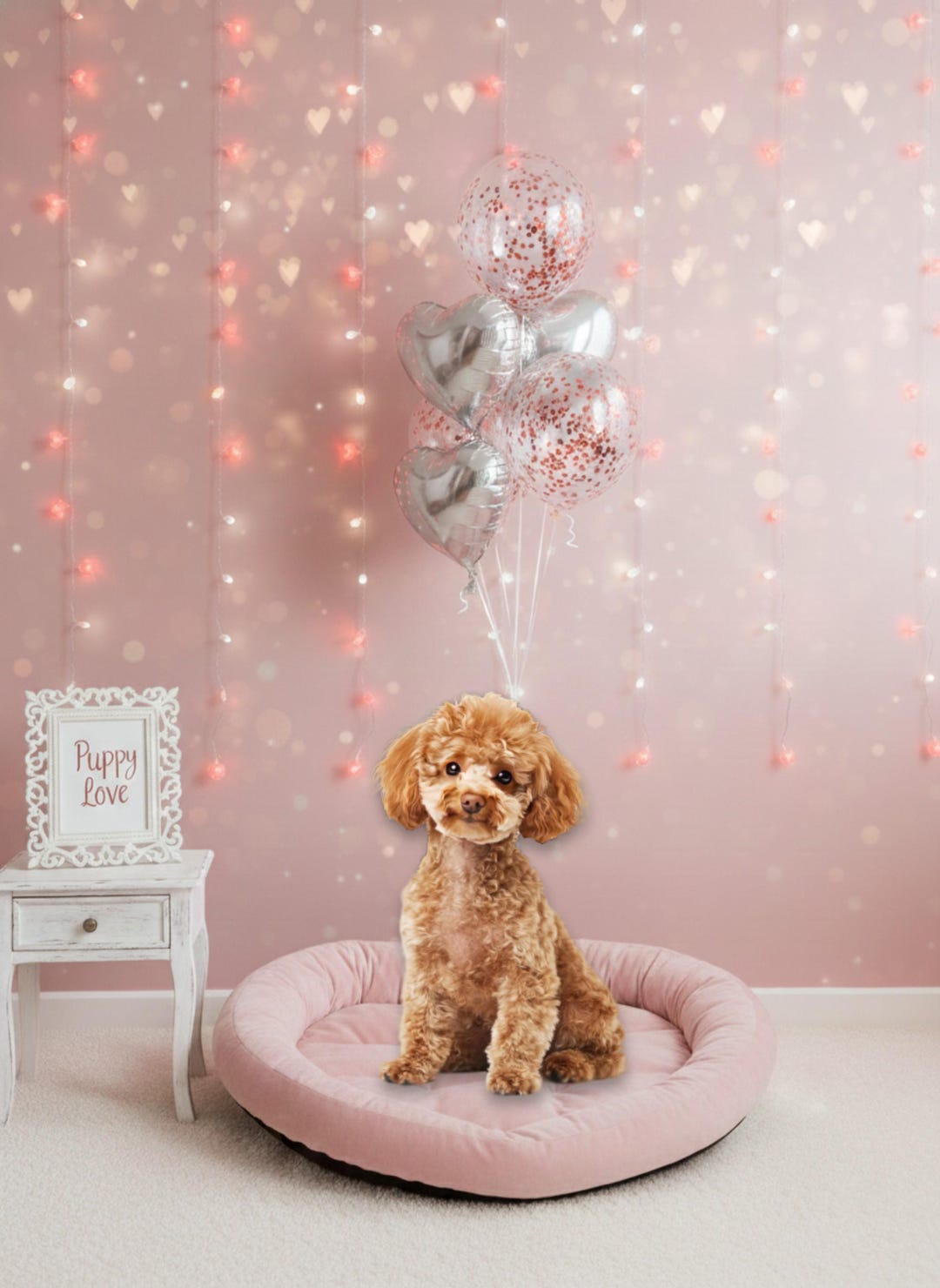 Valentine's Day Digital Backdrop for Dog, Pet Virtual Background, PNG ...