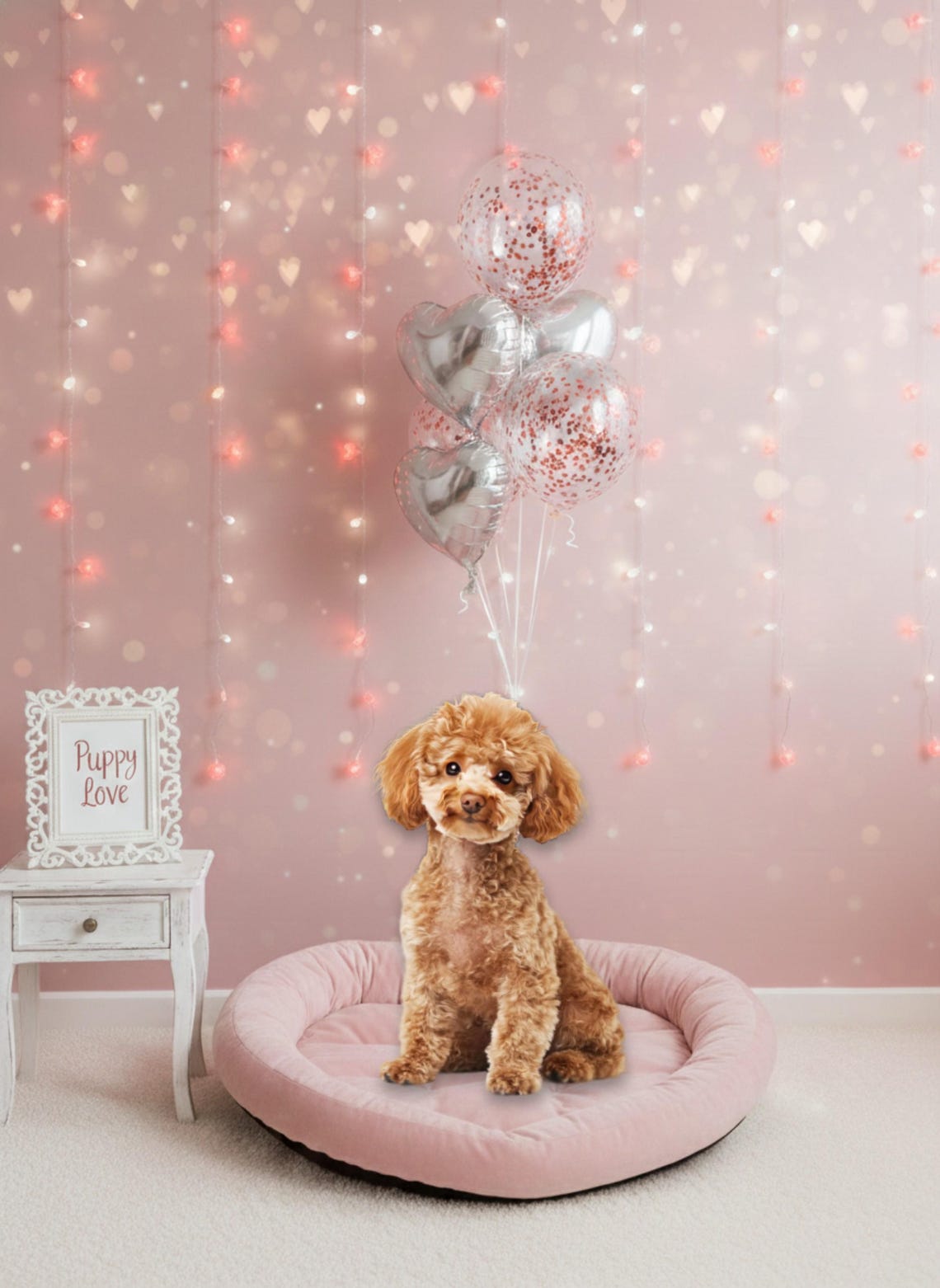 Valentine's Day Digital Backdrop for Dog, Pet Virtual Background, PNG ...