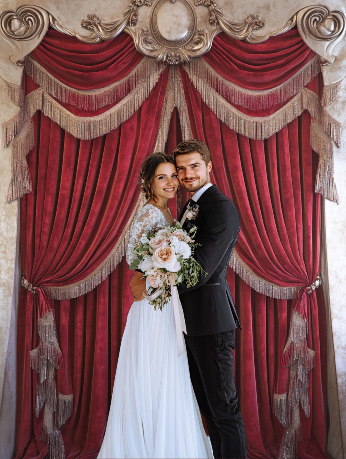 12 Red Velvet Curtains Digital Backdrops for Maternity or Wedding ...