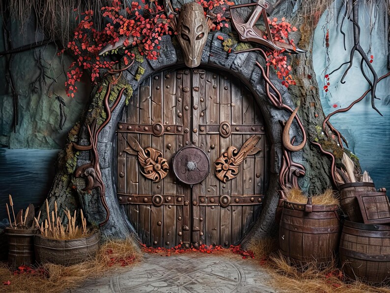Viking Digital Backdrop, Fantasy Birthday Party Background, Digital ...