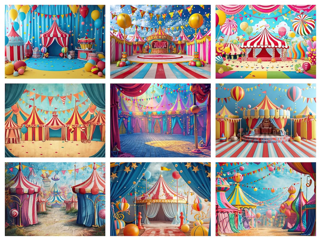Carnival Digital Backdrop, Funfair Studio Background, Birthday Party ...