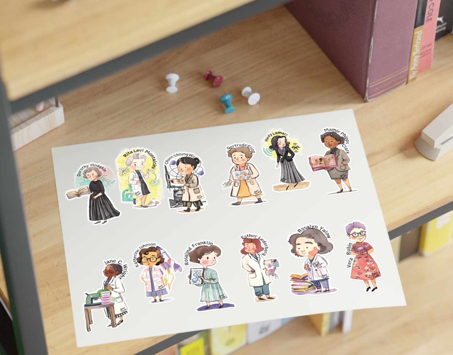 Stickers of Famous Women Scientists, Cute Cartoon for Teacher's Gift ...